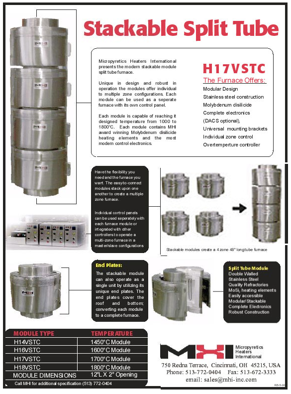 Modular, Stackable Split Tube Furnace Modules - MHI-INC